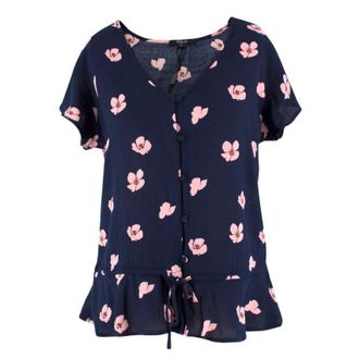 Rails Navy and Floral Button-Up Top Size S