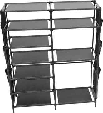 Cabilock Multi Lagen Schuhregal mit Seitentasche aus Metall und Vliesstoff Großer Schuhorganizer für Wohnzimmer Platzsparendes Schuhaufbewahrungsregal Einfache