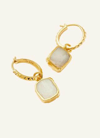 Missoma Missoma Creolen Pyramid Rainbow Moonstone Mini Drop Hoops By Glambou gold