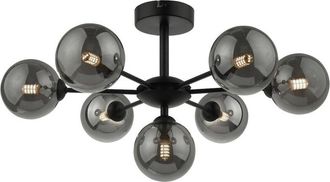 Där Lighting DAR COHEN - Plafonnier Semi Plafonnier Verre Fumé Noir Mat, 7x G9