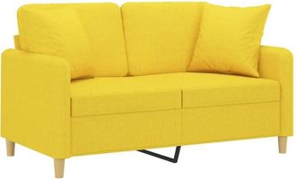 vidaXL 2-Sitzer-Sofa mit Zierkissen Hellgelb 120 cm Stoff vidaXL