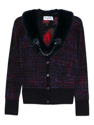 Blugirl cardigan bordé de fourrure artificielle - Noir