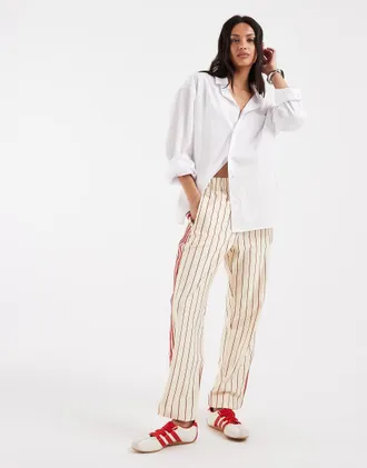 adidas Originals Firebird - Pantalon de surv&ecirc;tement &agrave; fines rayures - Vanille chaud-Jaune
