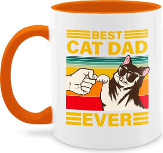 Shirtracer Tasse Tassen 325ml - Katze - Best Cat Dad Ever - 325 ml - Orange - katzentassen sprüche katzen katzenpapa kaffeetasse katzenteetasse geburtstagsgesche