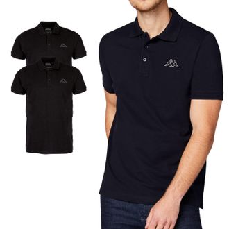 Kappa Herren Polo Shirt VENIST im 2er Pack | Polo-Hemd mit Logodruck| Basic Poloshirts für Männer | Kurzarm Polo für Sport, Freizeit und Büro | XXXXXL, schw