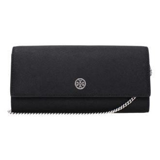 Tory Burch Schwarze Lederclutch mit Logo - - Bags - Damen - Schwarzk - ONE SIZE