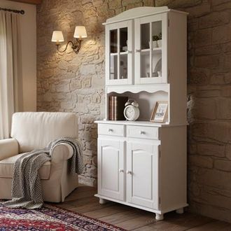 Dmora Sideboard mit zwei T&uuml;ren und zwei Schubladen, wei&szlig;e Farbe, 88 x 198 x 32 cm