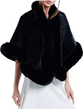 Generic Poncho Femme Hiver Chaud Chale Femme Hiver Chaud Cape Femme Effet enveloppant &Eacute;charpe Col Faux Cape De Soir&eacute;e &Eacute;l&eacute;gante Pour Manteau