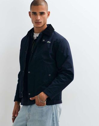 Lacoste veste &agrave; col en velours c&ocirc;tel&eacute; d&eacute;perlant bleu marine