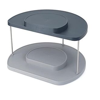 Joseph Joseph CupboardStore 2-stufiger, drehbarer Organizer f&uuml;r K&uuml;chenschr&auml;nke, platzsparende Organisation f&uuml;r Speisekammern, Grau 2-stufig
