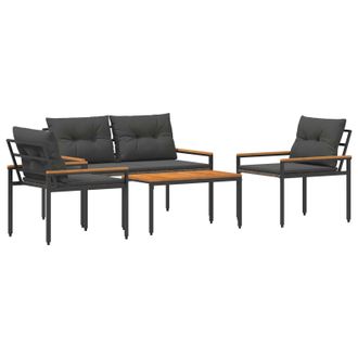 vidaXL Vidaxl Set Mobili Da Esterno 4 Pz 4-posti Grigio Scuro Polyrattan