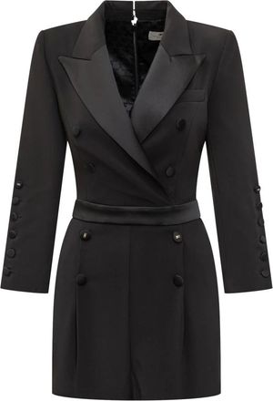 Elisabetta Franchi Femme, Combinaisons et Ensembles, Noir, Taille: 38 FR Combinaison en cr&ecirc;pe l&eacute;ger avec d&eacute;tails de smoking