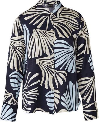 s.Oliver Langarmbluse Bluse Satinierte Viskose-Bluse mit All-over-Print und Manschetten