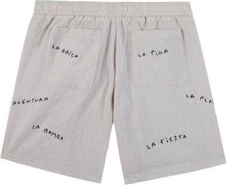 Maison Labiche Short ray&eacute; &agrave; logo Guignier en coton et lin