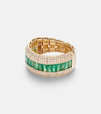 Shay Jewelry Ring aus 18kt Gelbgold mit Diamanten und Smaragden