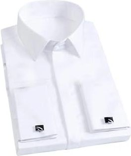 Generic Chemise fran&ccedil;aise &agrave; manches longues en coton uni pour homme, coupe ajust&eacute;e, couleur unie, chemise boutonn&eacute;e, 1, XXL