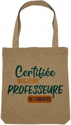 Fabulous Sac Shopping Tote Bag Aspect Lin - Certifi&eacute;e meilleure Prof de lunivers Lycee College Universite Professeur Enseignant - Sac de Courses Toile Epaisse 