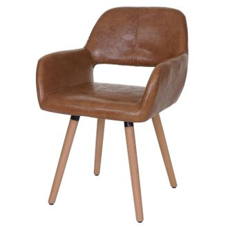 Mendler Esszimmerstuhl HWC-A50 II, Stuhl K&uuml;chenstuhl, Retro 50er Jahre Design - Kunstleder, Wildlederimitat, helle Beine