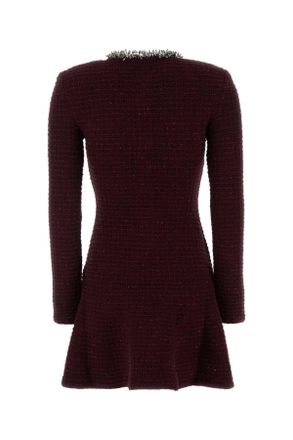Self Portrait Textured Dress - Burgundy