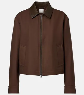 Vince Cropped-Jacke aus Baumwoll-Twill mit Leder