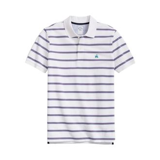 Brooks Brothers Homme, Tops, Blanc, Taille: L Polo en coton Golden Fleece blanc à rayures