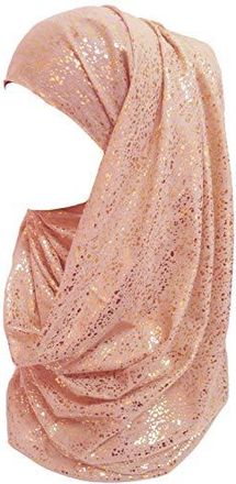 Lina & Lily Châle léger pour femme Hijab musulman à paillettes dorées scintillantes, rose clair, taille unique