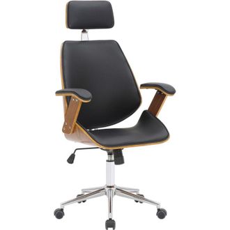 Clp Fauteuil de bureau Chicago en similicuir avec coque dassise en bois Noyer / Noir