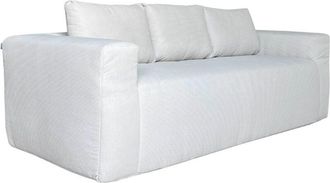 Oviala Canapé 3 places en tissu côtelé avec coussins écru