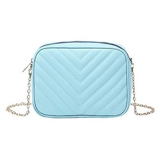 Generic Sac &agrave; bandouli&egrave;re tendance pour femme avec motif &agrave; rayures &eacute;l&eacute;gant et design fonctionnel en cha&icirc;ne pour un compagnon &eacute;l&eacute;gant au quotidien, bleu ciel, 