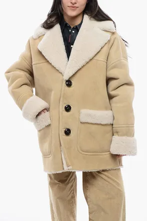Dsquared2 3-Button Shearling Coat with Patch Pockets Dsquared2