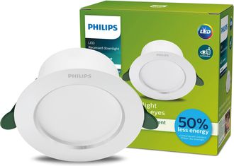Philips Lighting Philips ultraeffizienter Einbauspot (4,8 W), Downlight Deckenleuchte mit 125 mm Durchmesser & neutralweißem Licht, LED Beleuchtung mit Energieeffizien