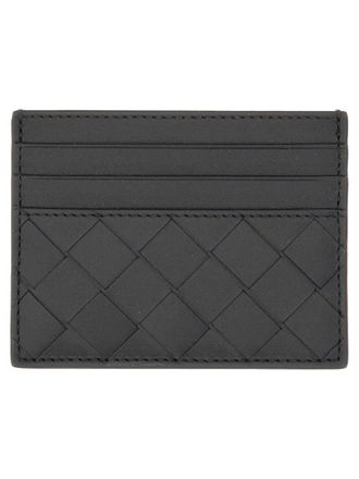 Bottega Veneta Woven Calfskin Card Case - Black