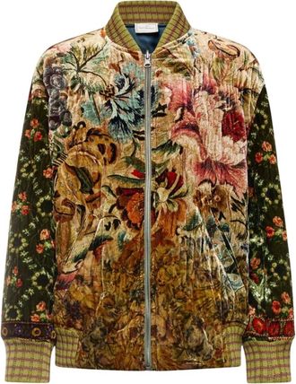 Pierre-Louis Mascia Femme, Vestes, Multicolore, Taille: 42 FR Bomber en Velours Vert Floral