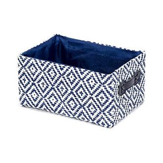 Compactor Panier Enzo Taille S - 23,5x16x12(h) cm, Bleu - Rangement en Papier avec Base Rigide en Carton et rev&ecirc;tement en Tissu coordonn&eacute;