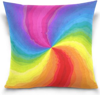 PUXUQU Kissenbezug 45x45 cm Abstrakt Regenbogen Dekorative quadratische Kissenbezüge Kissenhülle für Couch Sofa Schlafzimmer Auto