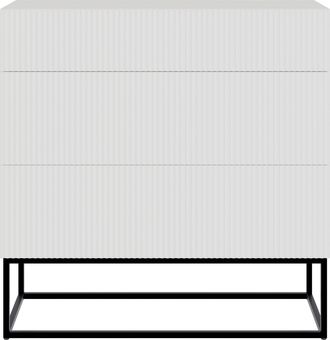 Selsey Kommode Schrank Aufbewahrungsschrank 90 cm Mit 3 Schubladen Wei&szlig; Schwarze Beine Veldio