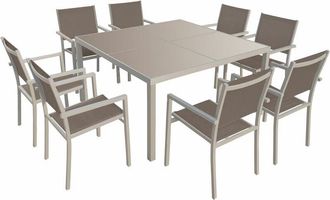 Happy Garden Gartenmöbel cagliari aus taupefarbenem Textilene 8 Sitzplätze - taupefarbenes Aluminium