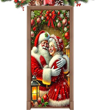 Generic Weihnachts-Türabdeckung, Weihnachtsabdeckung für Haustür, dekorative Türabdeckungen, Banner für Weihnachtstüren, festliche Weihnachtsdekorationen, Wei
