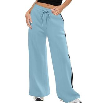 Generic Pantalon noir pour femme - Pantalon de jogging 2025 en polaire &eacute;lastique et confortable avec poches - Pantalon extensible noir pour femme, bleu ciel, 