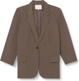 Kaffe Curve Kaffe Curve Womens Plus-Size Long Sleeves Single Button Front Pockets Blazer, Major Brown, 42/Grande Taille