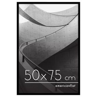 Americanflat Bilderrahmen 50x75 cm aus Kunststoff - schmaler Bilderrahmen 75x50 cm mit Plexi-Scheibe - Fotorahmen mit integrierter Aufh&auml;ngung f&uuml;r Hoch- und Querfor