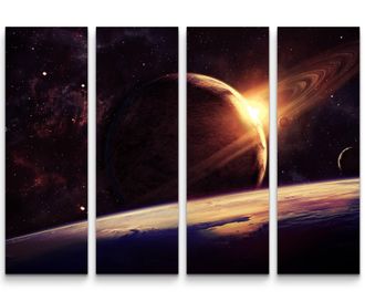 Paul Sinus Art Leinwandbilder | Bilder Leinwand 130x90cm 4 Teile Weltall - Universum
