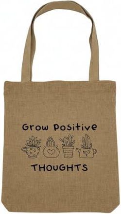 Fabulous Sac Shopping Tote Bag Aspect Lin - Grow Positive Thoughts Plants Pot Gardening Mental Health - Sac de Courses Toile Epaisse 360g Beige Naturel Cabas P