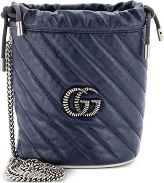 Gucci GG Marmont Diagonal Quilted Leather Mini bucket bag - Blau