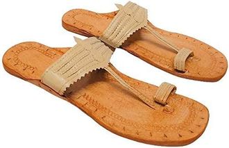 Generic EthnicVibes Sandales plates Kolhapuri en cuir souple Chappal ethnique Boho ST13 pour femme Taille US 6-11, Ht 10, 39 EU