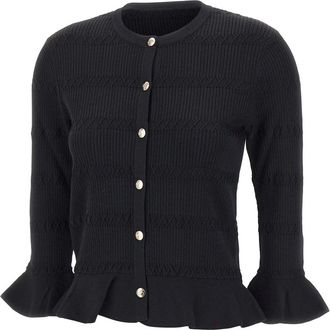 Liu Jo Femme, Pulls, Noir, Taille: 42 FR Cardigan en viscose c&ocirc;tel&eacute;e
