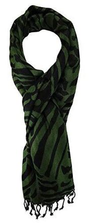 TigerTie Écharpe design à motifs - Dimensions du foulard : 180 x 70 cm, Vert foncé, noir., Größe: ca. Länge 180 cm, Breite 70 cm