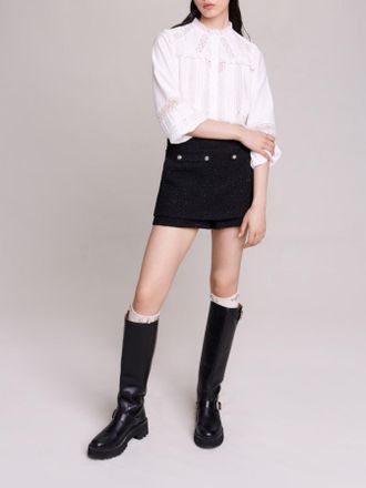 Maje Tweed-shorts - Schwarz - Gr&ouml;&szlig;e 40 - Maje