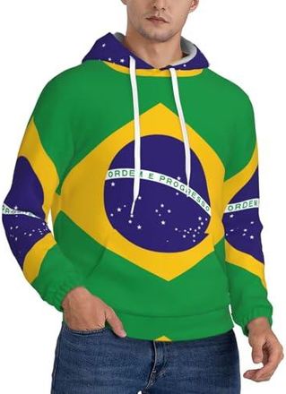 Generic Sweat À Capuche Léger pour Homme Respirant Windproof avec Imprimé Brésil Drapeau Tissu Doux Et Chaud Idéal pour Les Activités Extérieures Lentraînemen