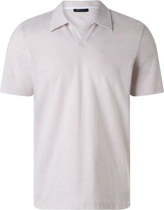 Maerz Leichtes Piqu&eacute;-Poloshirt mit feinem Ringelstreifen und Leinenanteil in